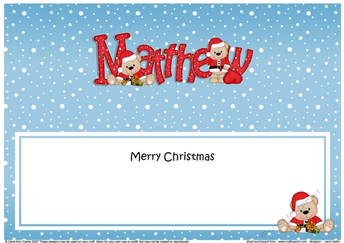 Large DL Merry Christmas MATTHEW insert - CUP745760_359 | Craftsuprint