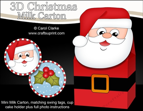 3D Christmas Santa Milk Carton Gift or Treat Box - CUP747087_359 ...