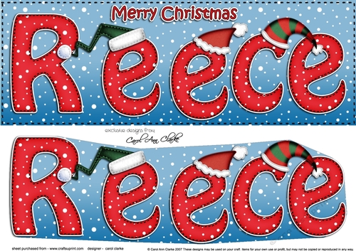 Large DL Merry Christmas REECE 3D decoupage - CUP753499_359 | Craftsuprint