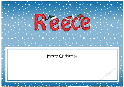 Large DL Merry Christmas REECE insert - CUP753511_359 | Craftsuprint
