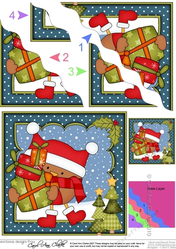 Christmas Bobbin Robin delivers lots of Presents Wavy Corner side ...