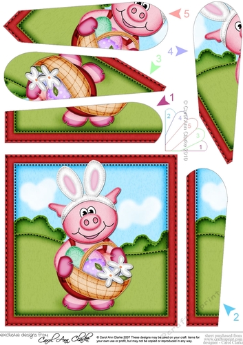 Syd Piggy has Easter Bunny Ears and an Easter Basket Fan Pyramage ...