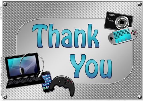 A4 THANK YOU Gadgets n Gizmos Card Topper - CUP759974_359 | Craftsuprint