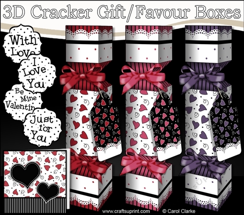 3D Romantic Hearts Valentine Love & Romance Cracker Gift Favour Boxes ...