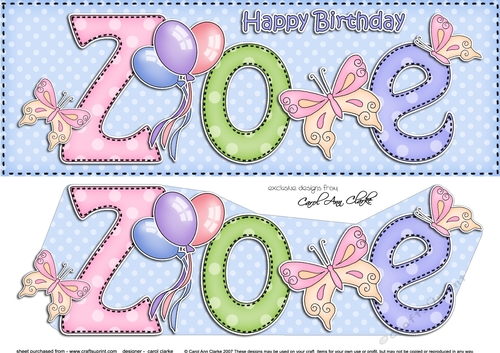 Large DL Birthday ZOE 3D decoupage - CUP783120_359 | Craftsuprint
