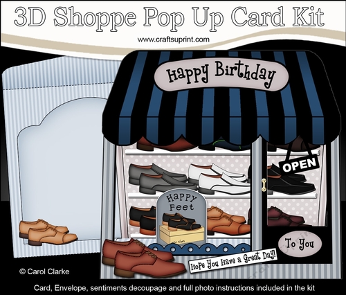 3D Shoppe Window Pop Up Card Kit - Happy Feet Mens Shoe Shop ...