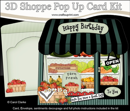 3D Shoppe Window Pop Up Card Kit - Farm Fresh Produce Farm Shop ...