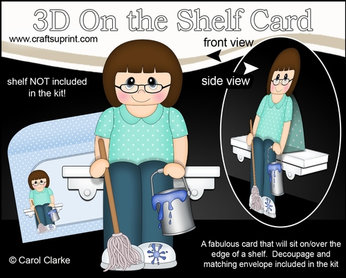 3D On the Shelf Card Kit - Scrub-a-Dub-Dub Cleaner Suzan has a bucket ...