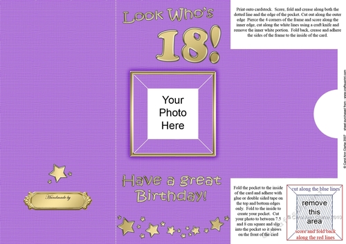 Add a Photo 18th Birthday Card with easy fold frame - CUP799560_359 ...