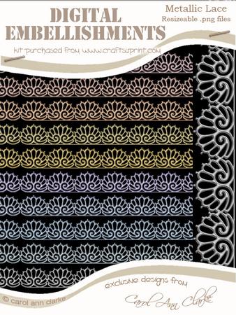 Pretty Metallic Lace Borders Digital Embellishments - CUP80065_359 ...