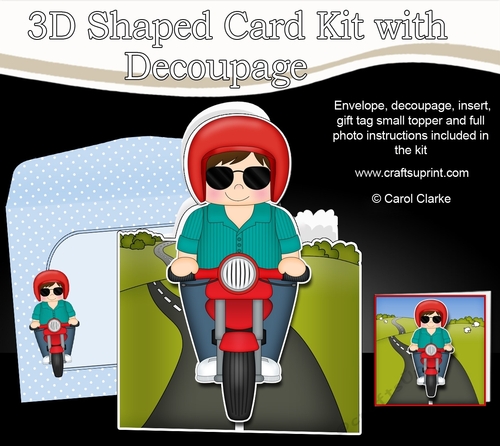 3D Shaped Card Kit - Alcyon Rides his Motorbike - CUP802781_359 ...