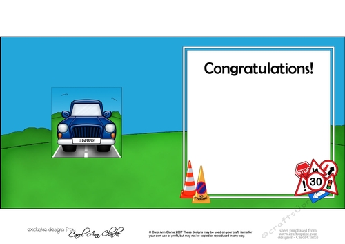 Fun Car Congratulations You Passed Driving Test square landscape insert ...