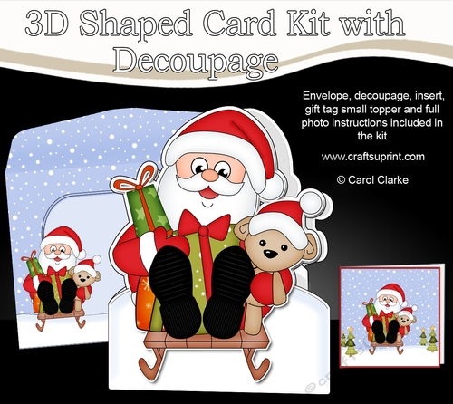 3D Shaped Christmas Card Kit - Santa is delivering the Presents on his ...