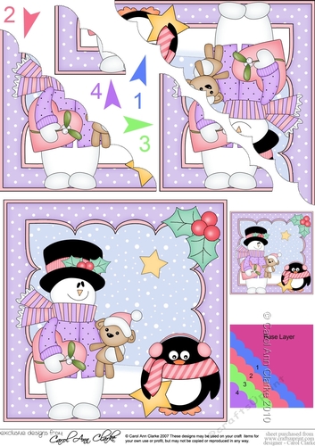 Christmas Snowman Rio & Pip Penguin Scallop Corner side stacker Topper ...