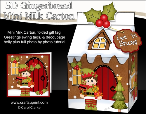 3D Christmas Milk Carton Gingerbread House Treat Box Mini Kit - Little ...