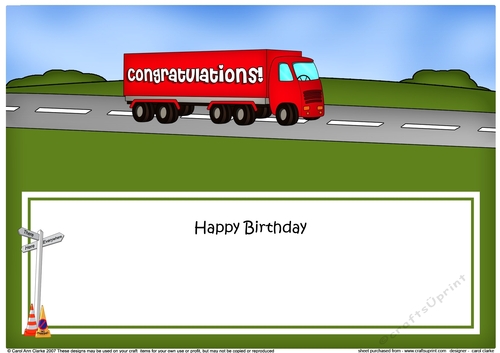 Large DL CONGRATULATIONS! HGV Lorry insert - CUP819735_359 | Craftsuprint