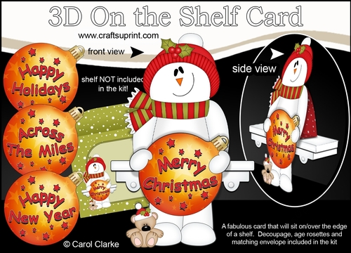 3D Christmas On the Shelf Card Kit - Snowman Rio has an Xmas Bauble ...