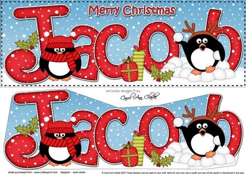 Large DL Merry Christmas JACOB 3D decoupage - CUP824952_359 | Craftsuprint