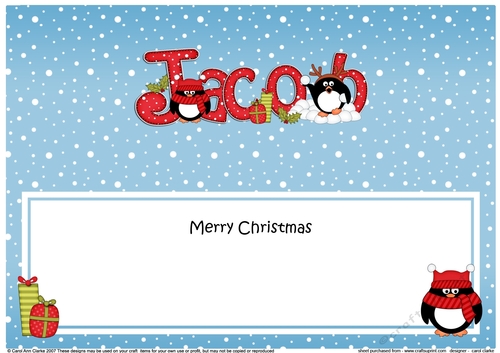 Large DL Merry Christmas JACOB insert - CUP824958_359 | Craftsuprint