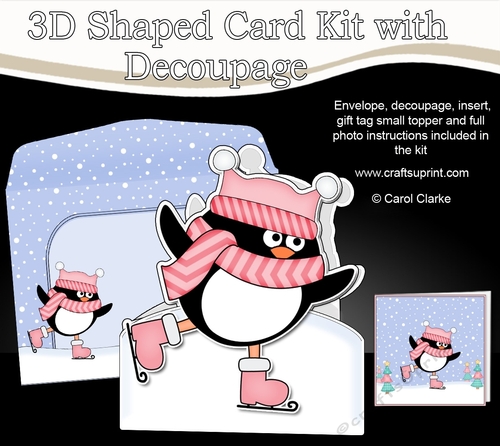 3D Shaped Christmas Card Kit - Pip Penguin is Skating - CUP826805_359 ...
