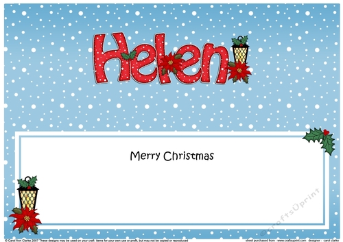 Large DL Merry Christmas HELEN insert - CUP828353_359 | Craftsuprint
