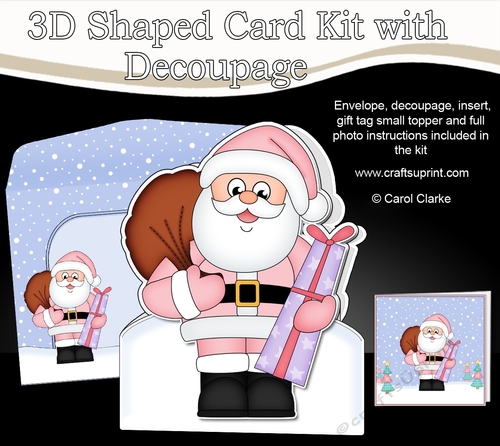 3D Shaped Christmas Card Kit - Santa has a sack full of Presents ...