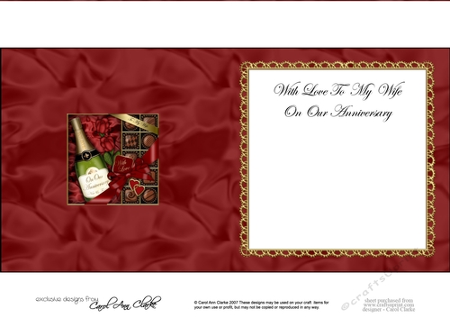 Wife Anniversary Champers Chocs & Roses square landscape insert ...