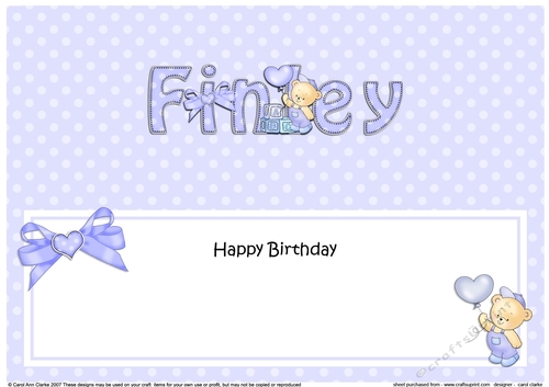 Large DL Happy Birthday FINLEY insert - CUP847592_359 | Craftsuprint