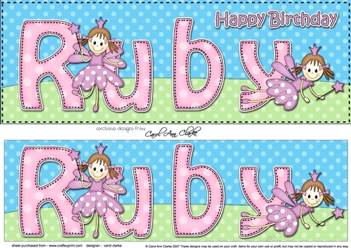 Large DL Happy Birthday RUBY 3D decoupage - CUP848646_359 | Craftsuprint