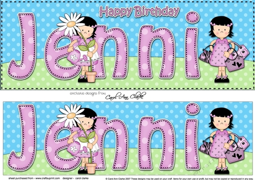 Large DL Happy Birthday JENNI 3D decoupage - CUP848648_359 | Craftsuprint