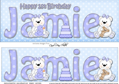 Large DL Happy 1st Birthday JAMIE 3D decoupage - CUP849258_359 ...