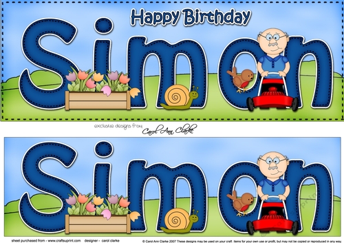 Large DL Happy Birthday SIMON 3D decoupage - CUP850747_359 | Craftsuprint