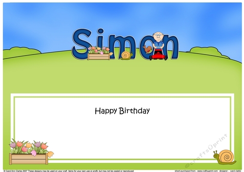 Large DL Happy Birthday SIMON insert - CUP850756_359 | Craftsuprint