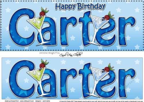 Large DL Happy Birthday CARTER 3D decoupage - CUP851641_359 | Craftsuprint