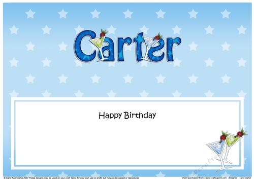 Large DL Happy Birthday CARTER insert - CUP851646_359 | Craftsuprint