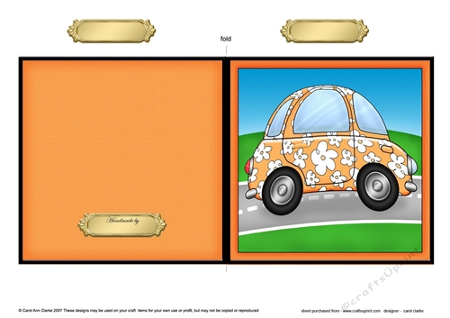 Floral Funky Car Quick Cut and Fold Card - CUP852716_359 | Craftsuprint