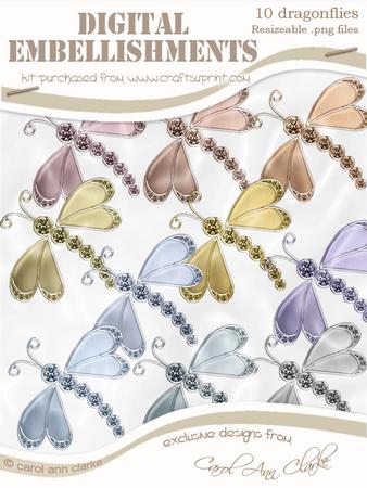 'enamel and Diamond' Dragonfly Digital Embellishments - CUP85281_359 ...