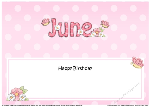 Large DL Happy Birthday JUNE insert - CUP853210_359 | Craftsuprint