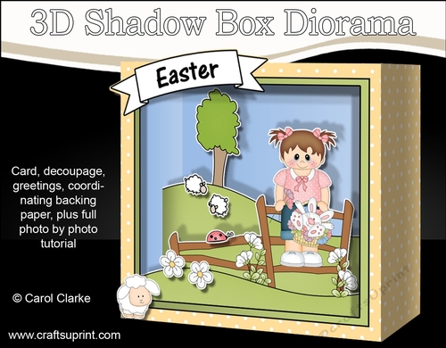 3D Easter Shadow Box Card Mini Kit - Cute Little Toddler Girl ...