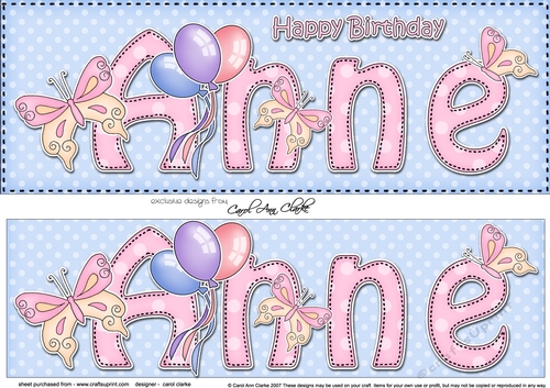 Large DL Happy Birthday ANNE 3D decoupage - CUP855107_359 | Craftsuprint
