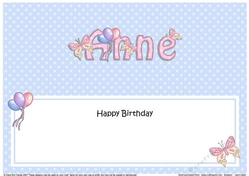 Large DL Happy Birthday ANNE insert - CUP855111_359 | Craftsuprint