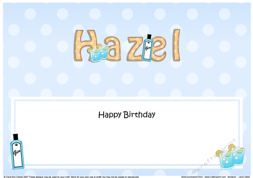 Large DL Happy Birthday HAZEL insert - CUP855118_359 | Craftsuprint