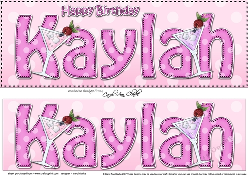 Large DL Happy Birthday KAYLAH 3D decoupage - CUP857120_359 | Craftsuprint