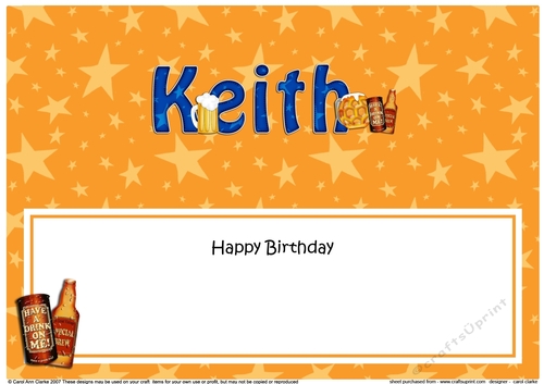 Large DL Happy Birthday KEITH insert - CUP860708_359 | Craftsuprint