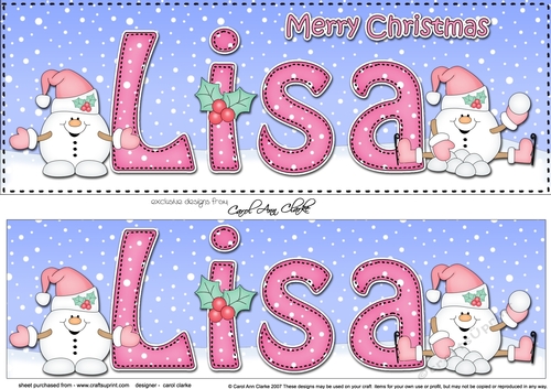Large DL Merry Christmas LISA 3D decoupage - CUP860728_359 | Craftsuprint