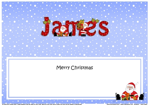 Large DL Merry Christmas JAMES insert - CUP860741_359 | Craftsuprint