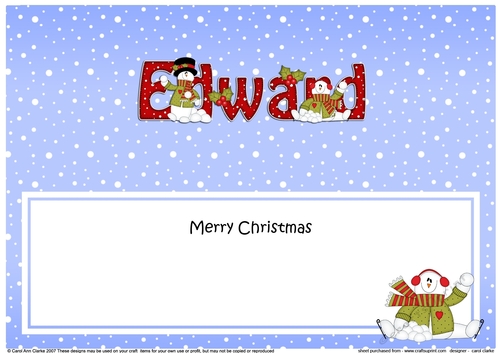 Large DL Merry Christmas EDWARD insert - CUP861065_359 | Craftsuprint