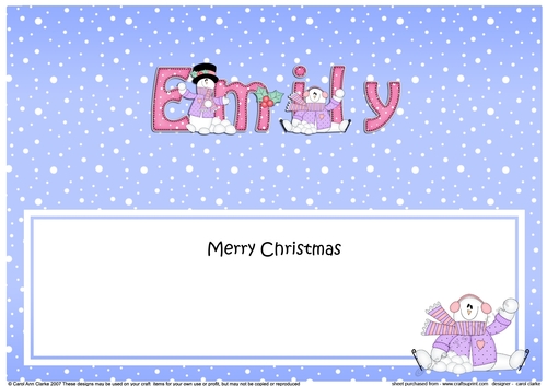 Large DL Merry Christmas EMILY insert - CUP861066_359 | Craftsuprint