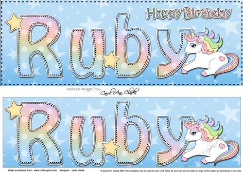 Large DL Happy Birthday RUBY 3D decoupage - CUP862089_359 | Craftsuprint