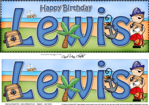Large DL Happy Birthday LEWIS 3D decoupage - CUP862091_359 | Craftsuprint